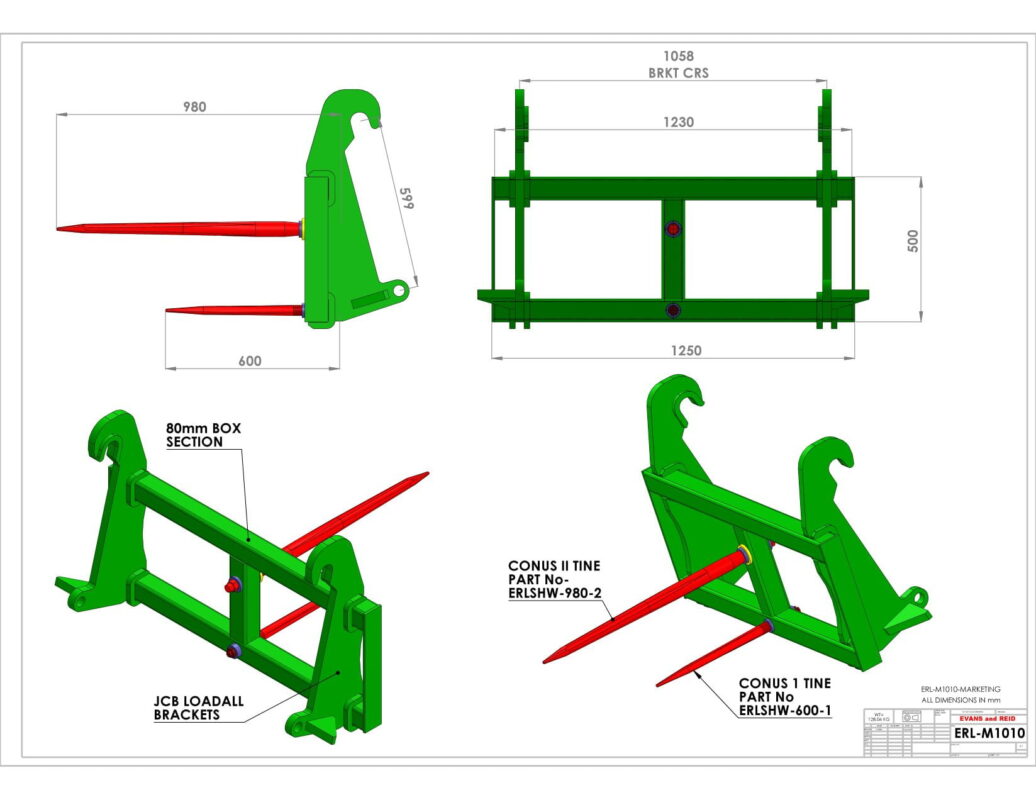 Heavy Duty Rectangular Single Bale Spike - Telehandler Centre