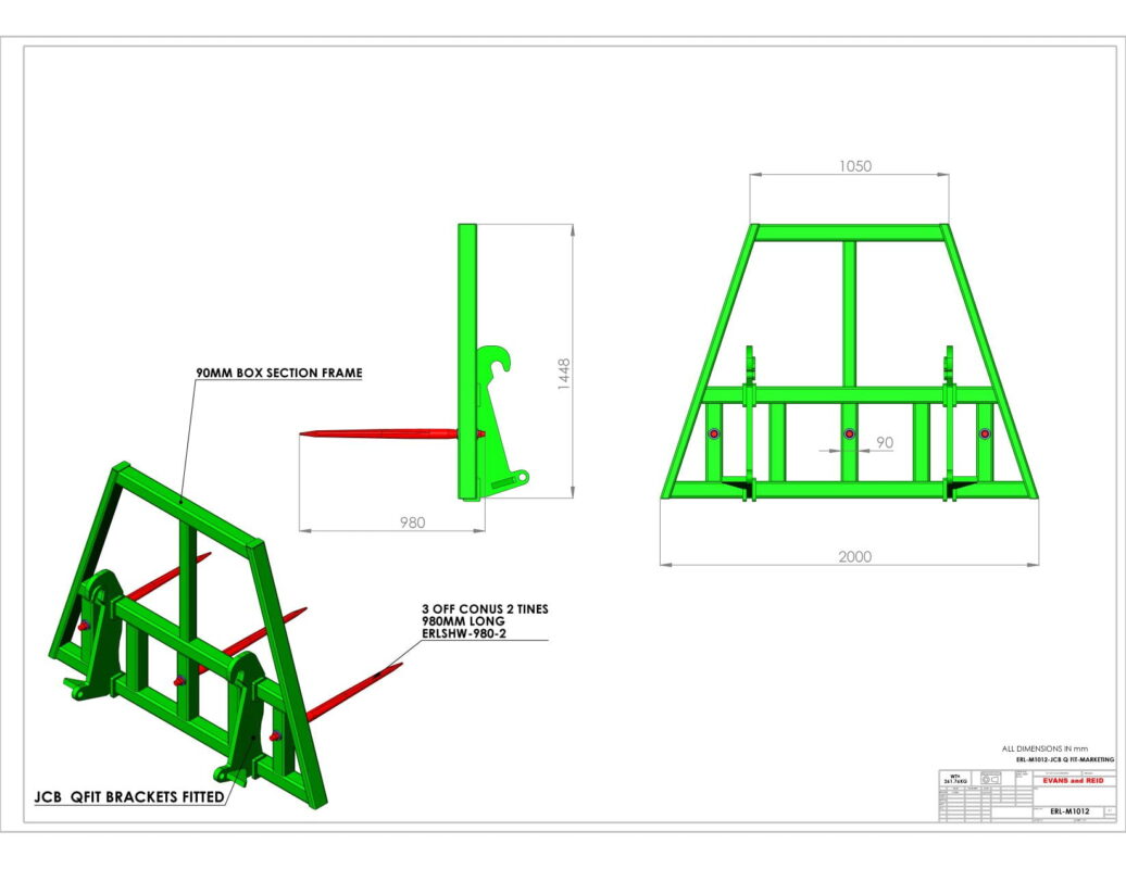 Heavy Duty Rectangular (Trapezoidal) Triple Bale Spike - 1.5m Frame ...